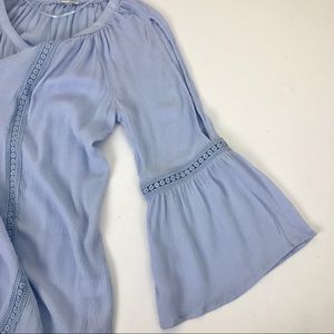 Spense | Tops | Spense Women Crochettrim Bell Sleeve Blouse Blue | Poshmark